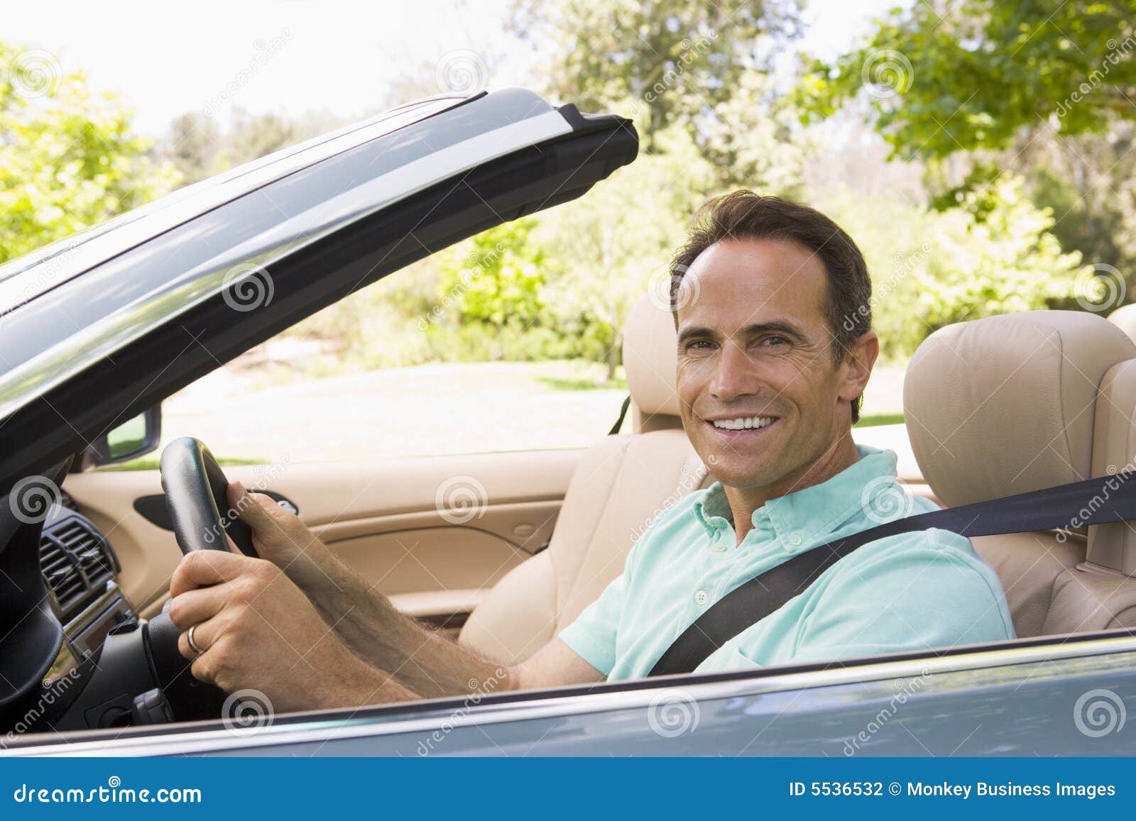 Man in Convertible Car Smiling Stock Photo - Image of male, mature: 5536532