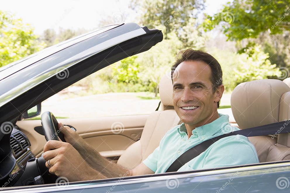 Man in Convertible Car Smiling Stock Photo - Image of male, mature: 5536532