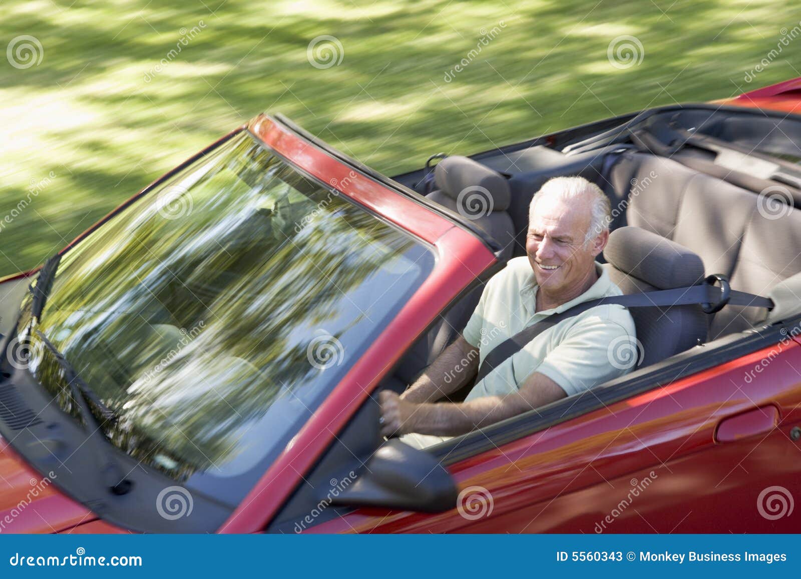 Man in Convertible Car Smiling Stock Image - Image of overhead, speed ...