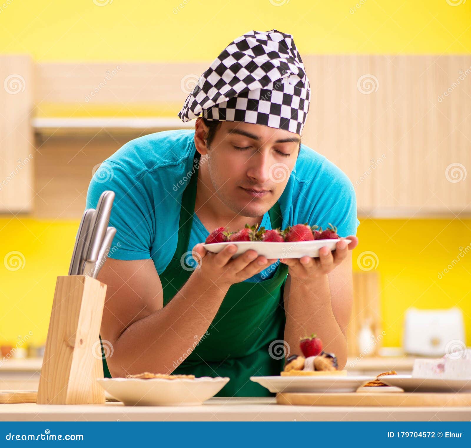 Man Cook Preparing Cake in Kitchen at Home Stock Photo - Image of ...