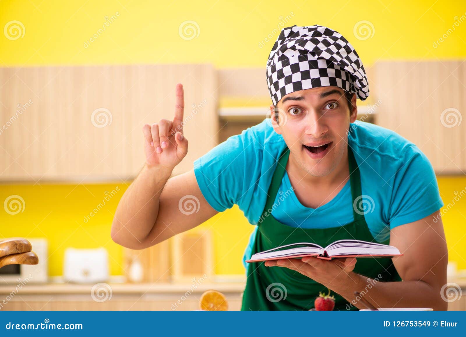 The Man Cook Preparing Cake in Kitchen at Home Stock Image - Image of ...