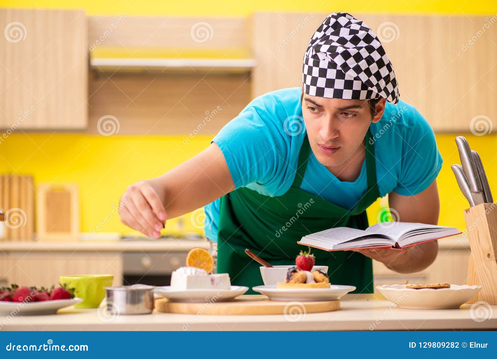 The Man Cook Preparing Cake in Kitchen at Home Stock Photo - Image of ...