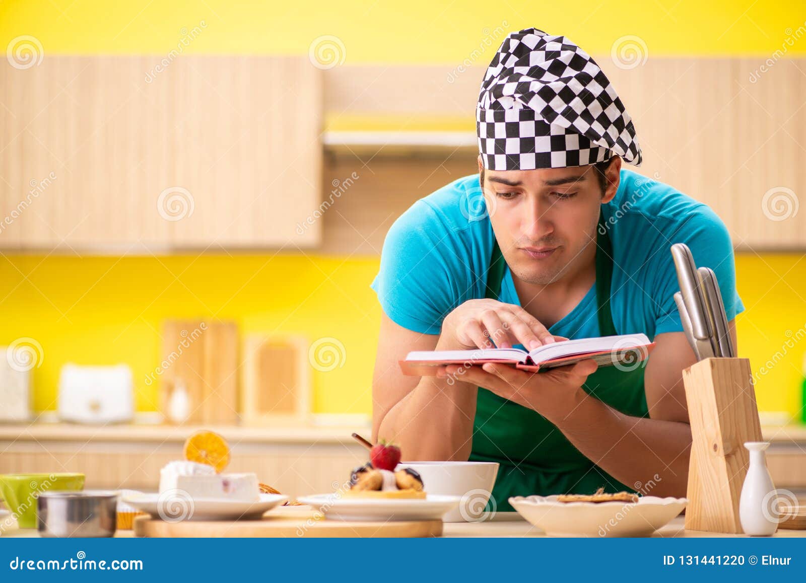 The Man Cook Preparing Cake in Kitchen at Home Stock Photo - Image of ...