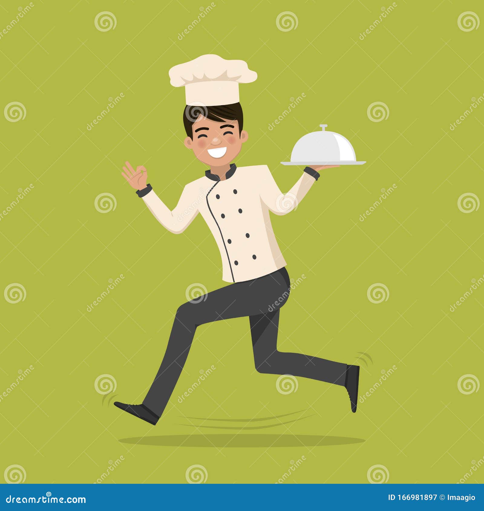 Man Cook Running with Platter. Vector Illustration Stock Vector ...