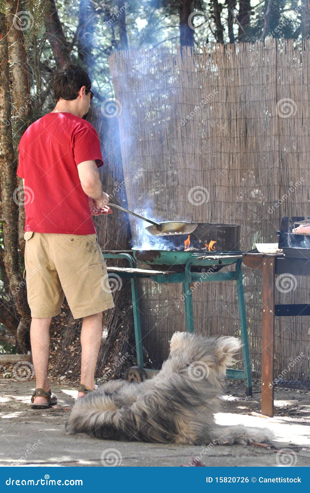 Man cooking stock photo. Image of grill, family, fume - 15820726