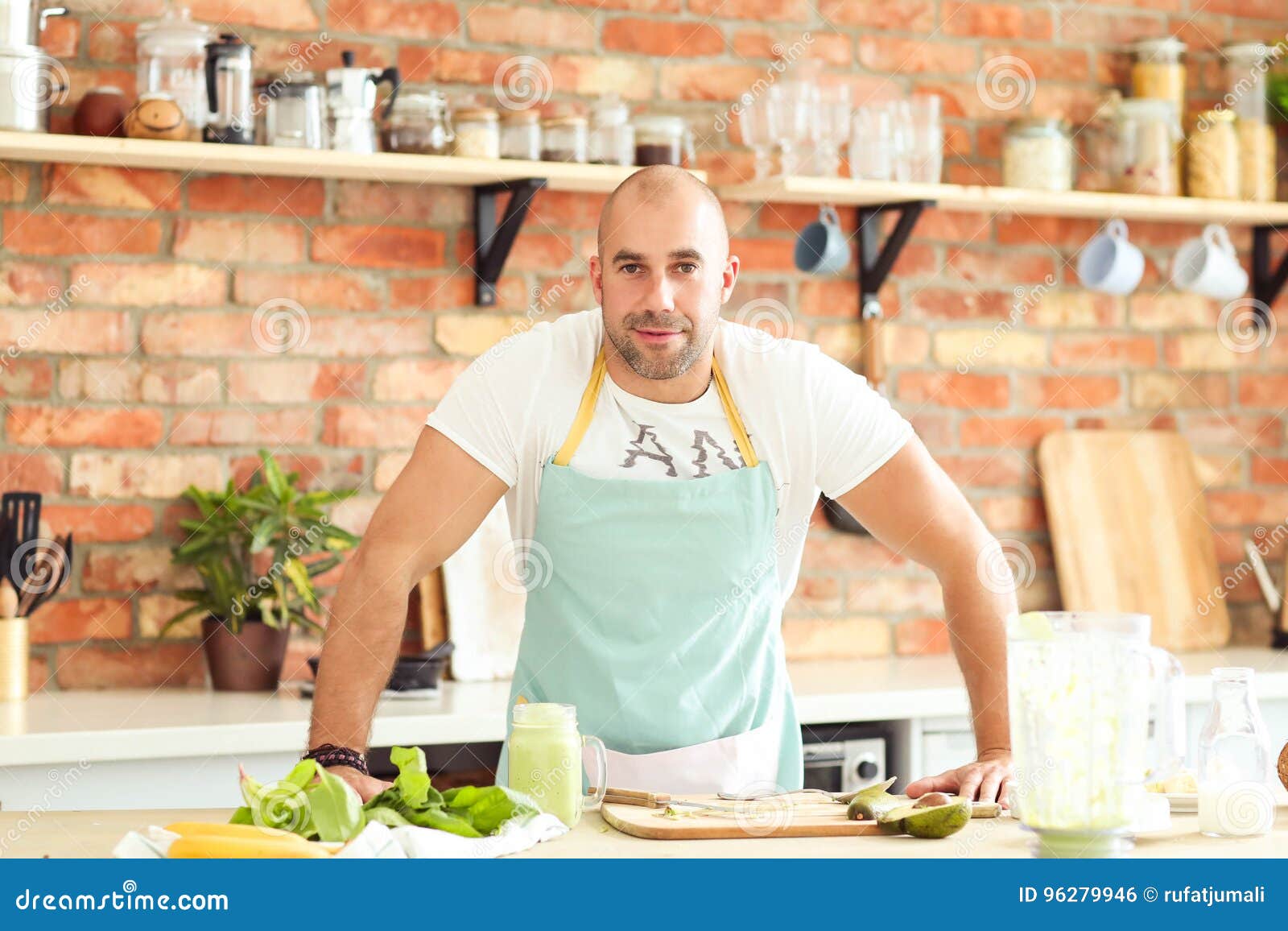 Man cooking stock photo. Image of people, background - 96279946
