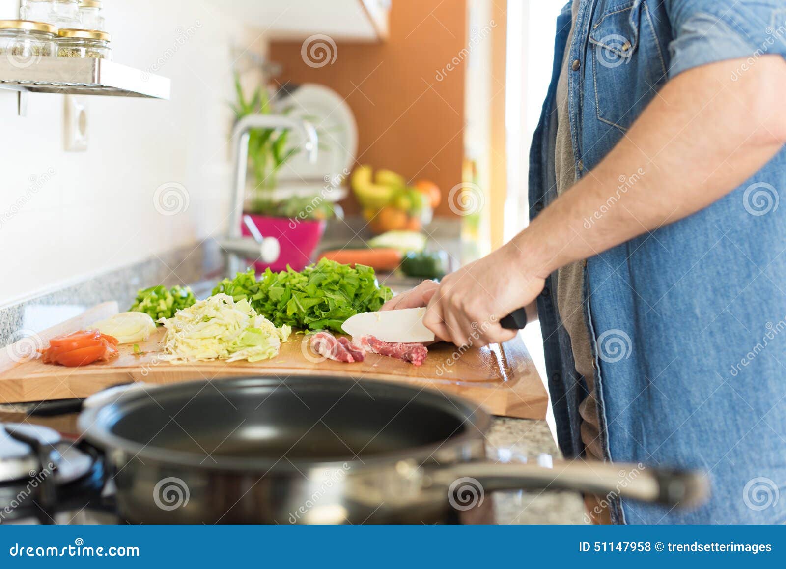 Man cooking stock photo. Image of house, food, dinner - 51147958