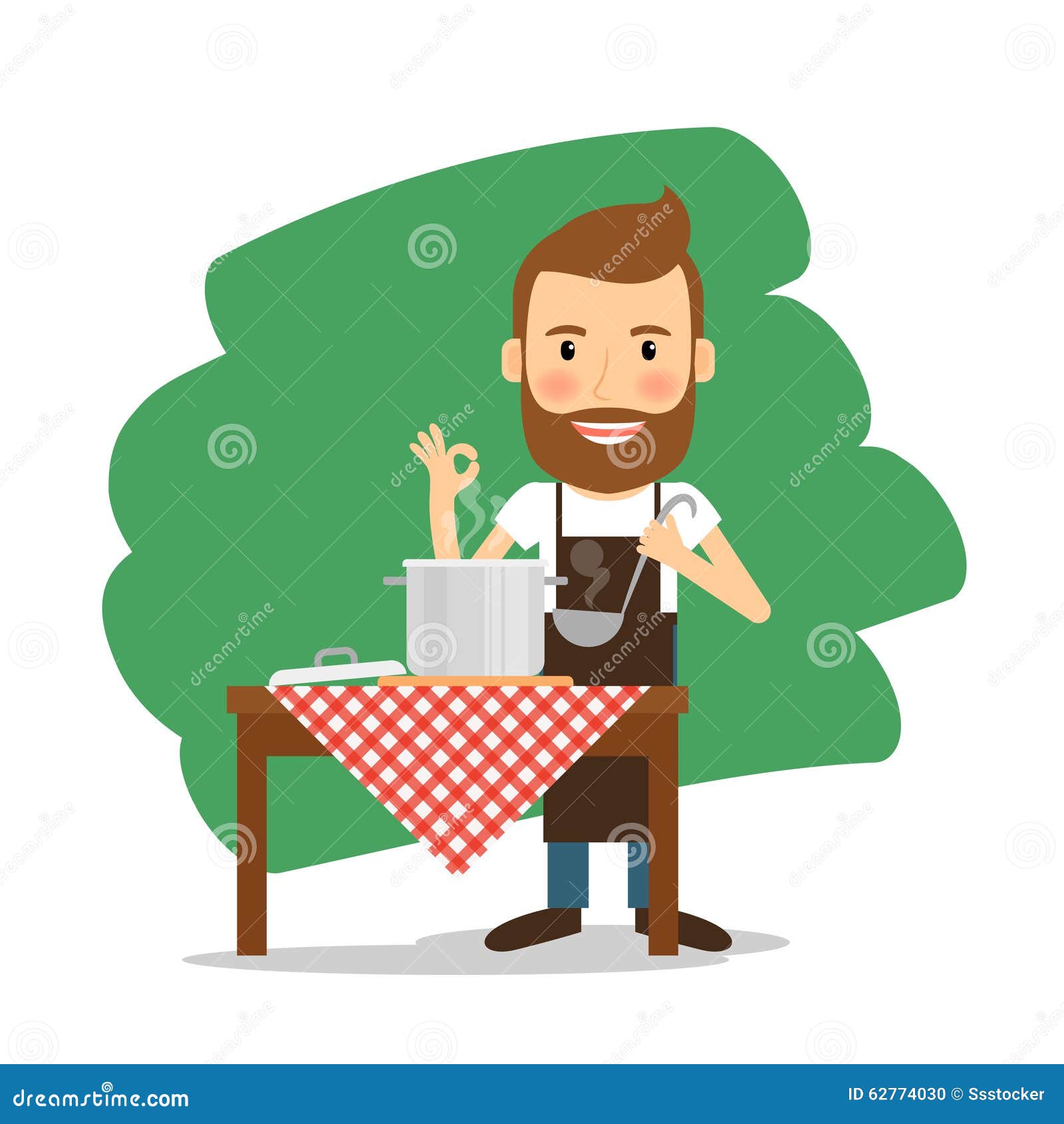Man cooking at home stock vector. Illustration of chef - 62774030