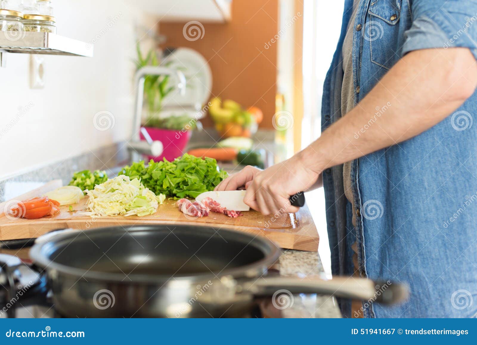 Man cooking stock image. Image of adult, casual, people - 51941667