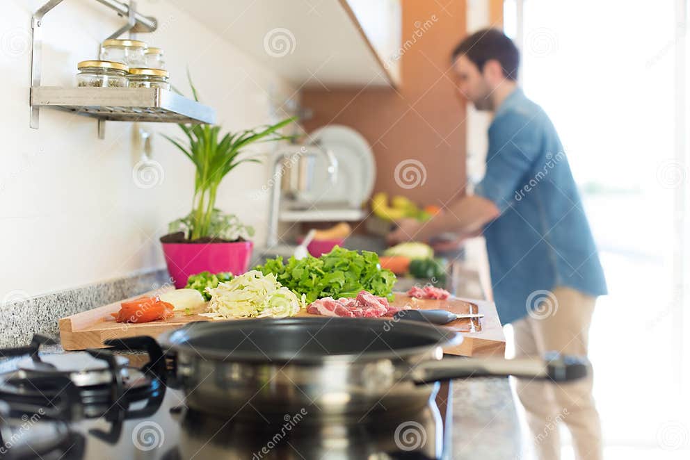 Man cooking stock photo. Image of preparing, green, clean - 51148152
