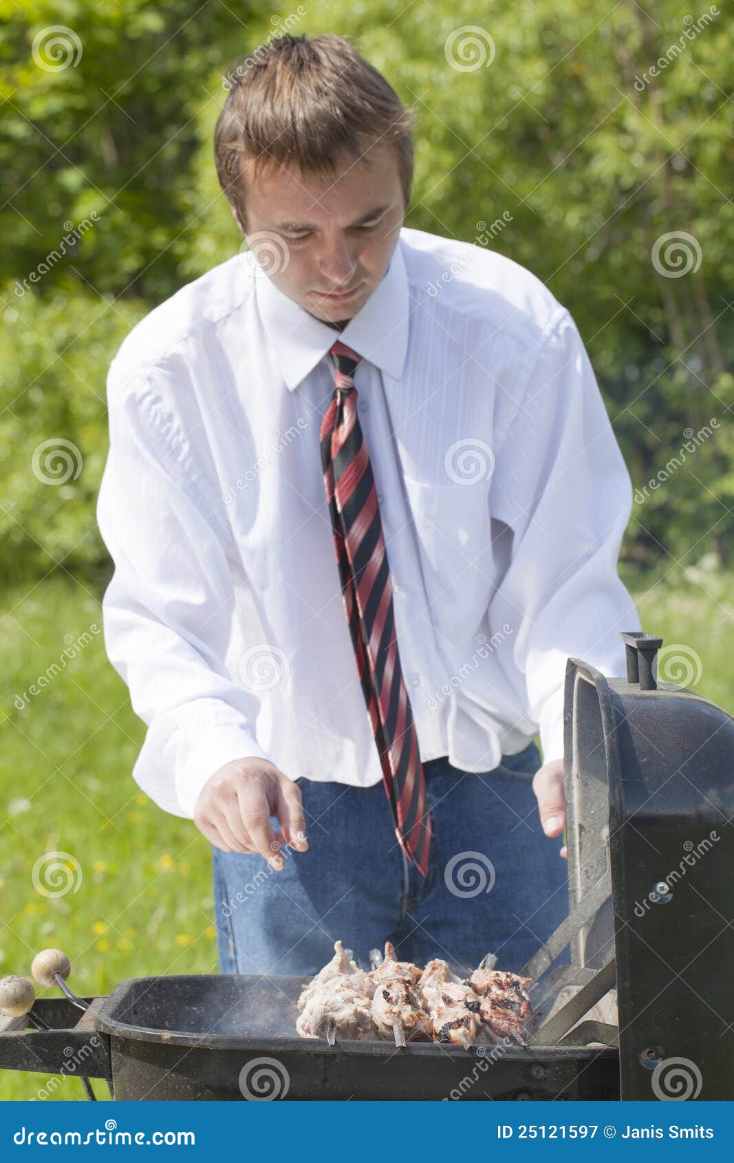 Man cooking meat. stock image. Image of burning, dinner - 25121597