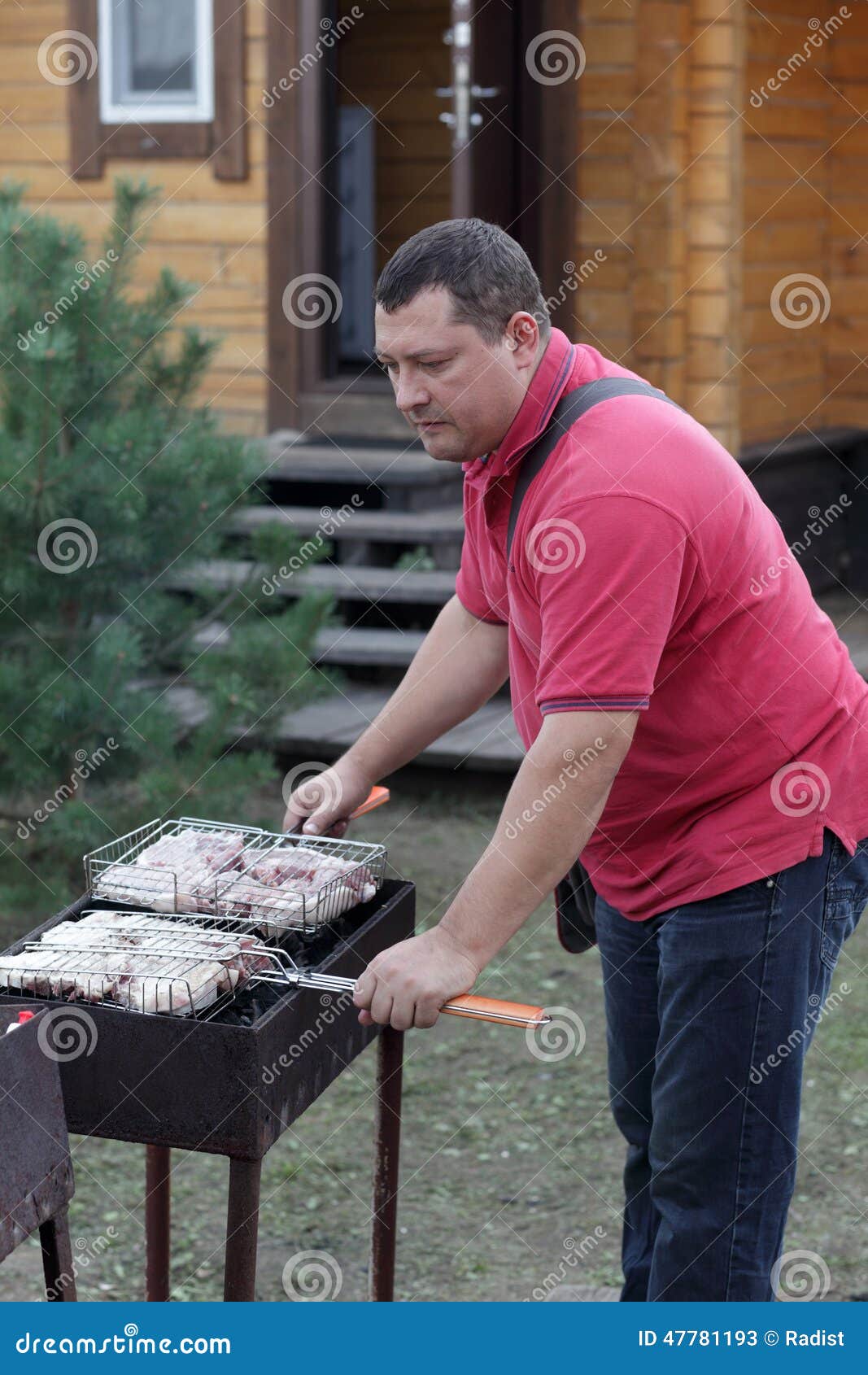 Man cooking meat stock image. Image of home, fresh, looking - 47781193