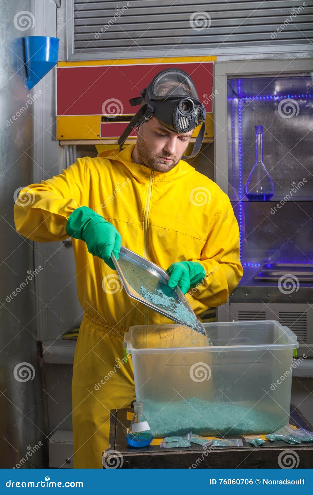 Man cooking meth stock photo. Image of laboratory, ecstasy - 76060706