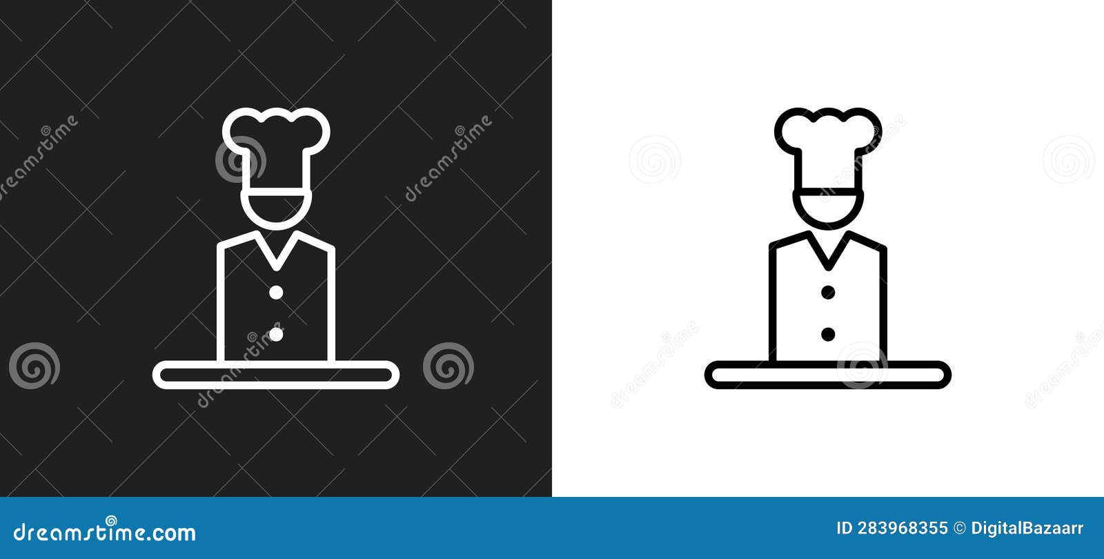 Man Cooking Outline Icon in White and Black Colors. Man Cooking Flat ...