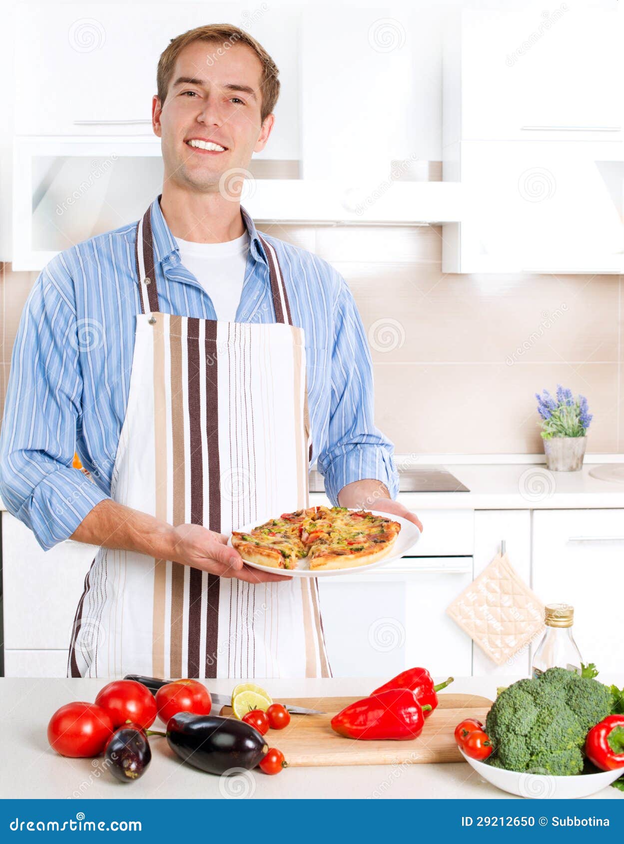 Man Cooking Pizza stock photo. Image of pizza, smile - 29212650