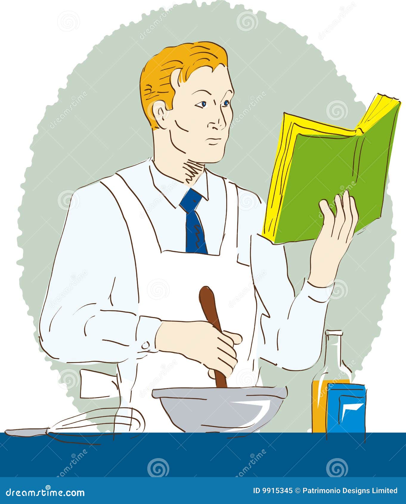 Man Cooking with Recipe Book Stock Vector - Illustration of tasting ...