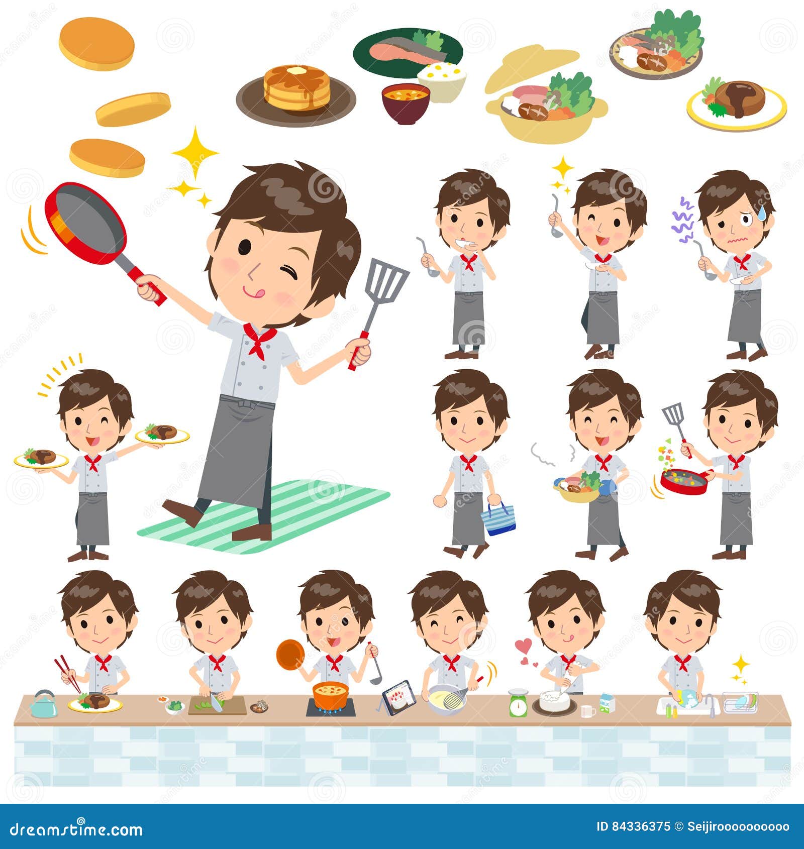 Man cooking stock vector. Illustration of cafe, lunch - 84336375