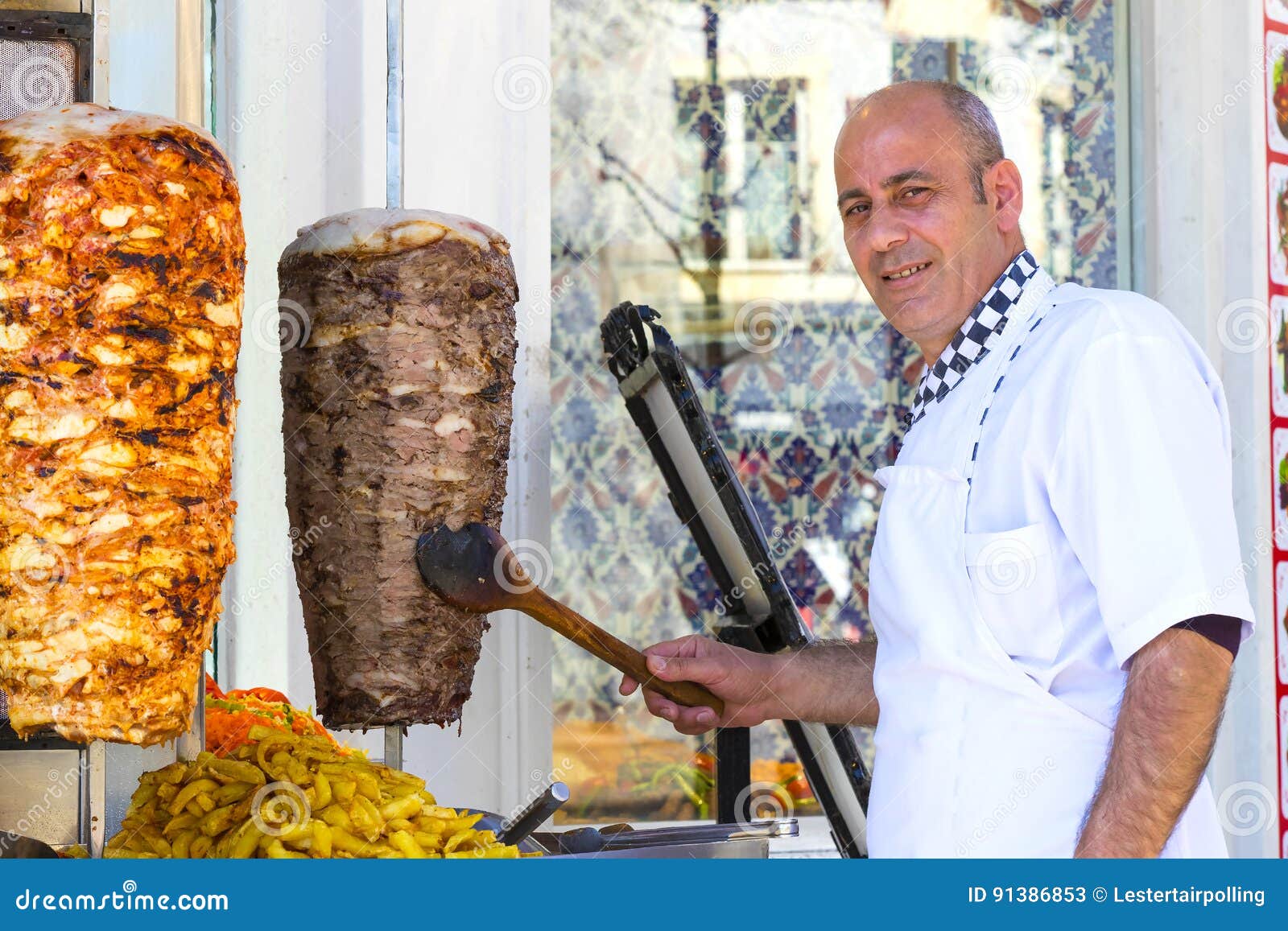 Man Cooks Turkish Meat Kebab at a Street Cafe Editorial Stock Photo ... Man Cooks Turkish Meat Kebab at a Street Cafe Editorial Stock Photo ...