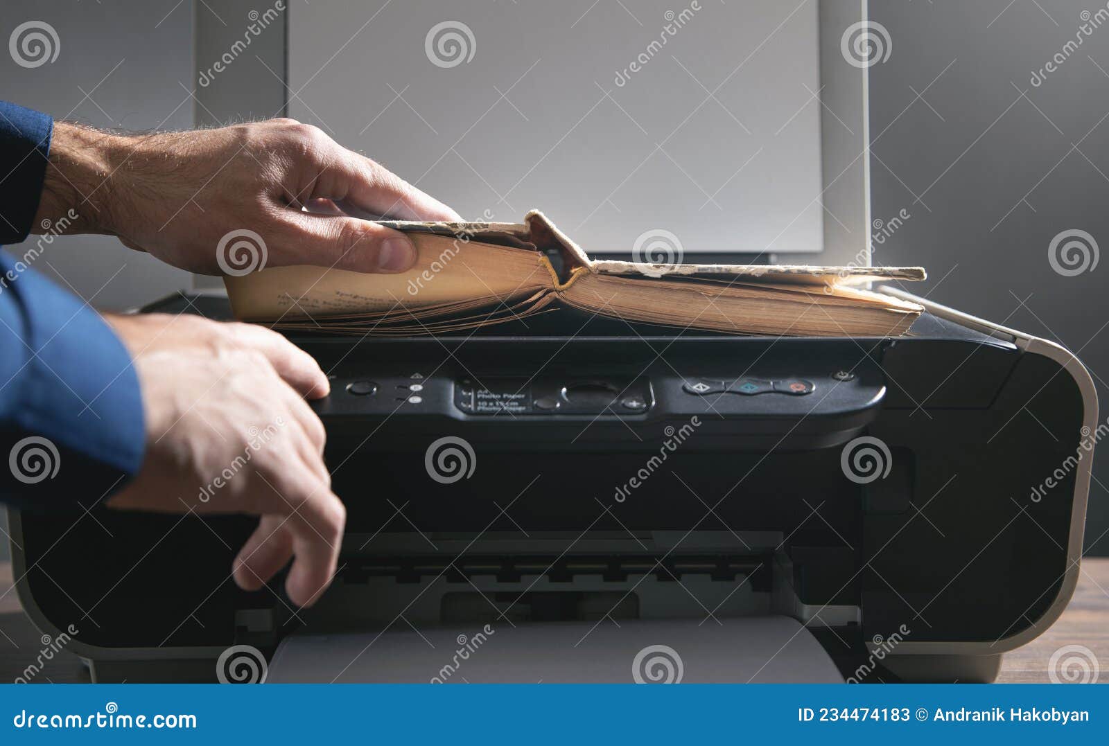 Man Copying a Book on a Copy Machine Stock Image - Image of production ...