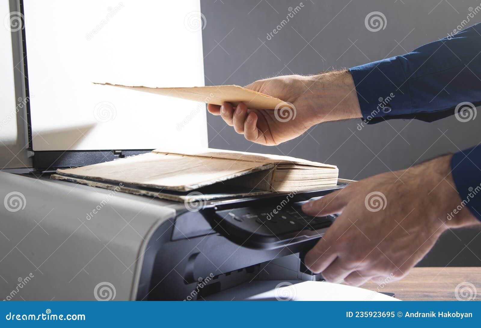 Man Copying a Book on a Copy Machine Stock Image - Image of photocopy ...