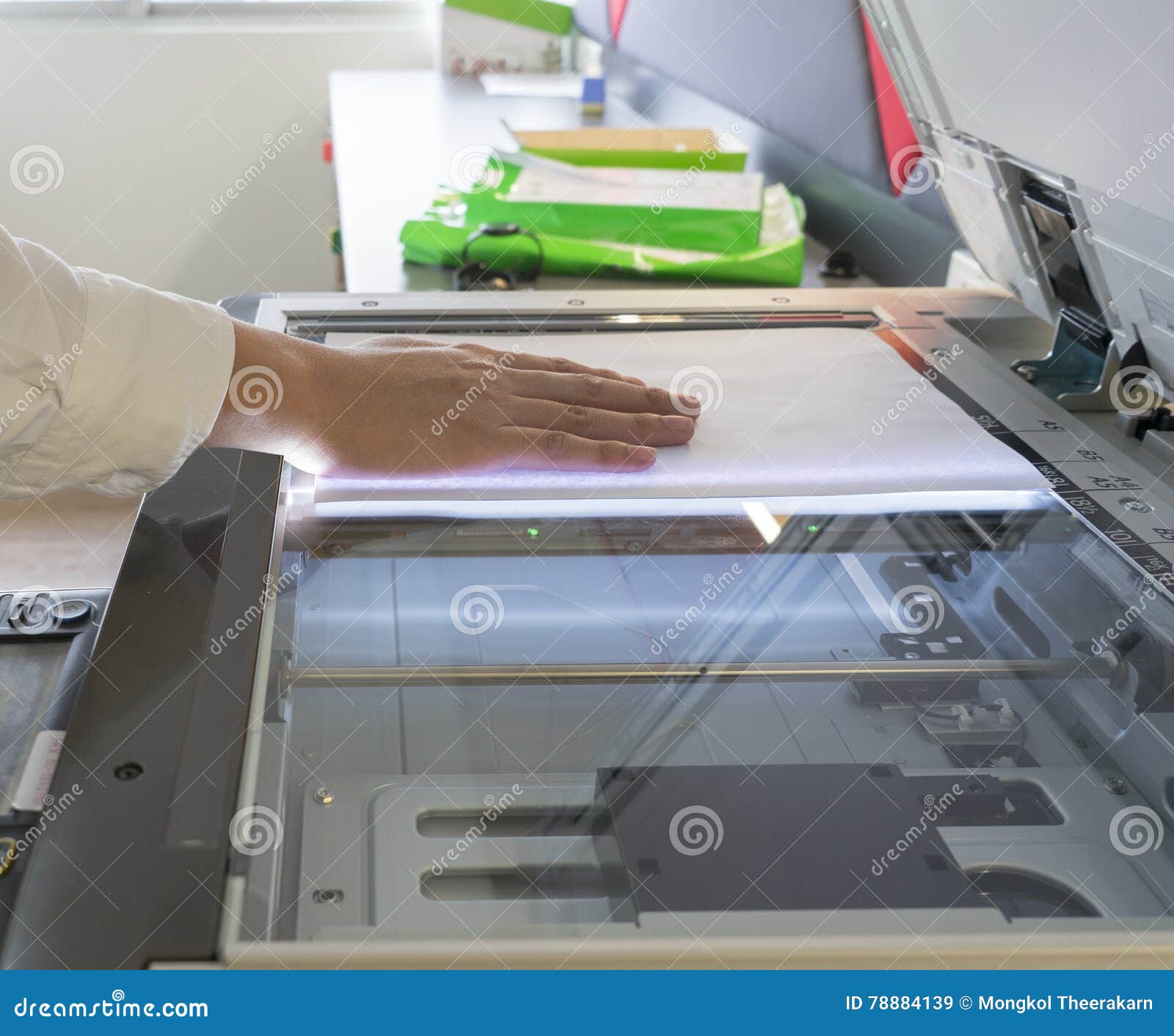 Man Copying Paper from Photocopier on Office Stock Image - Image of ...