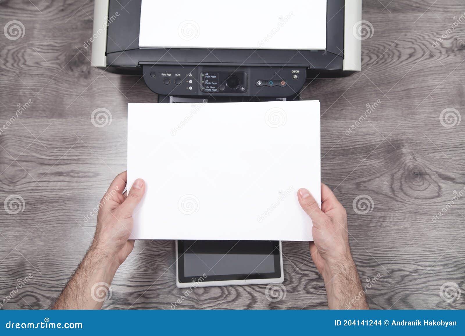 Man Copying and Scanning Documents in Office Stock Photo - Image of ...