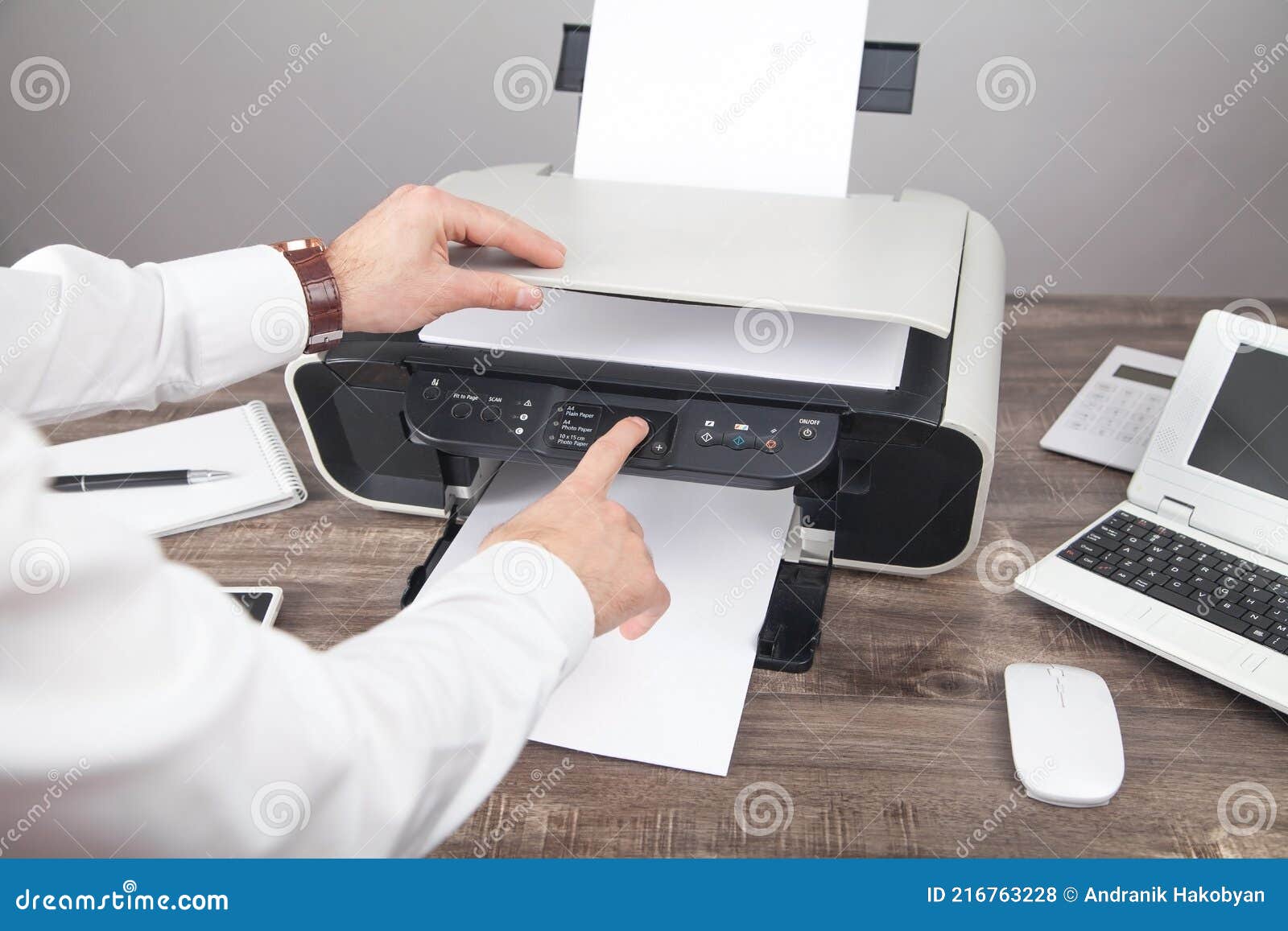 Man Copying and Scanning Documents in Office Stock Photo - Image of ...