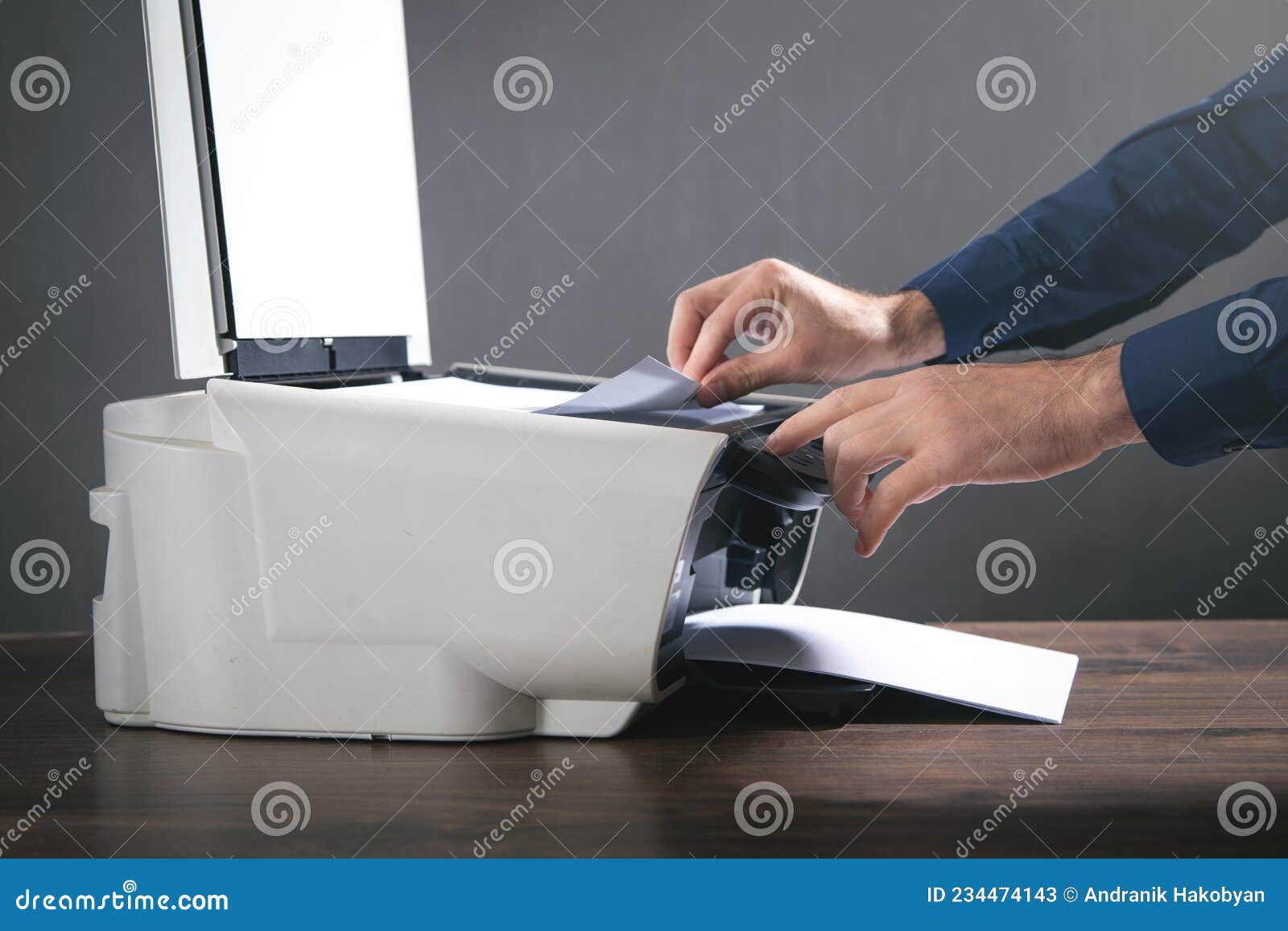 Man Copying and Scanning Documents in Office Stock Image - Image of ...