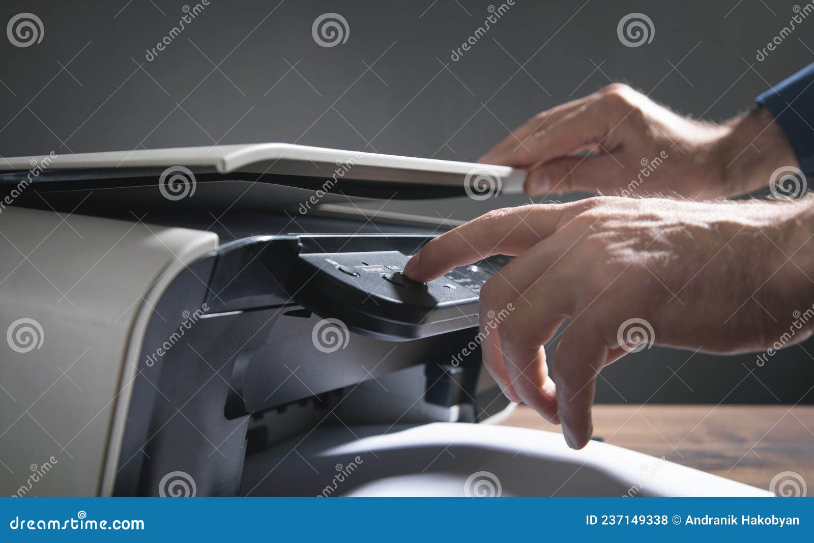 Man Copying and Scanning Documents in Office Stock Photo - Image of ...