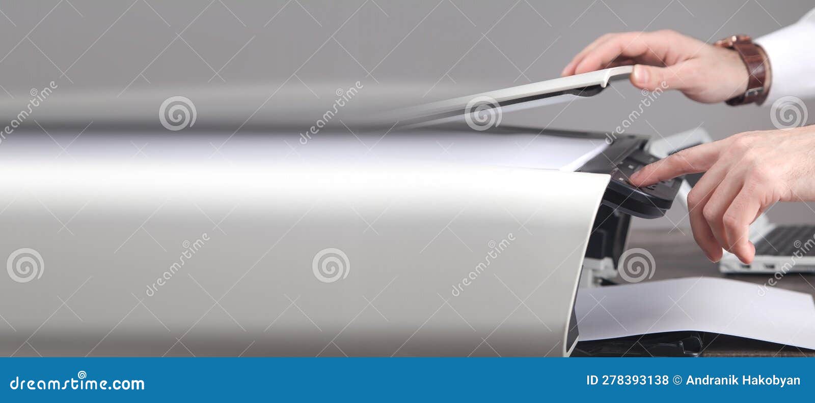Man Copying and Scanning Documents in Office Stock Photo - Image of ...