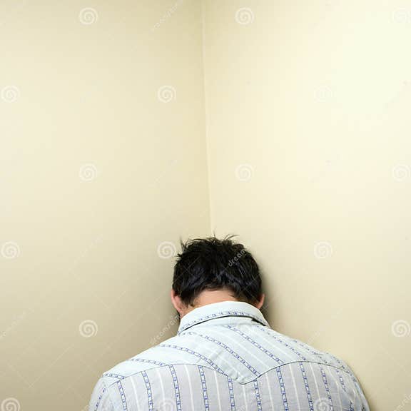 Man in corner stock image. Image of misbehaved, indoors - 4997825
