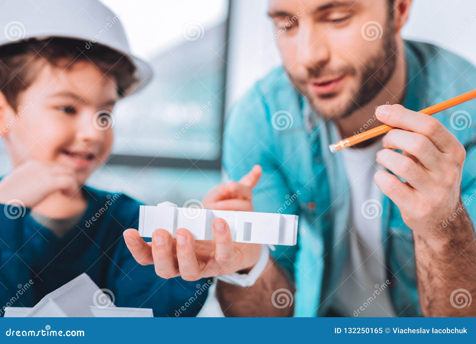 Man Correcting His Sons Mistakes Stock Image - Image of childhood ...