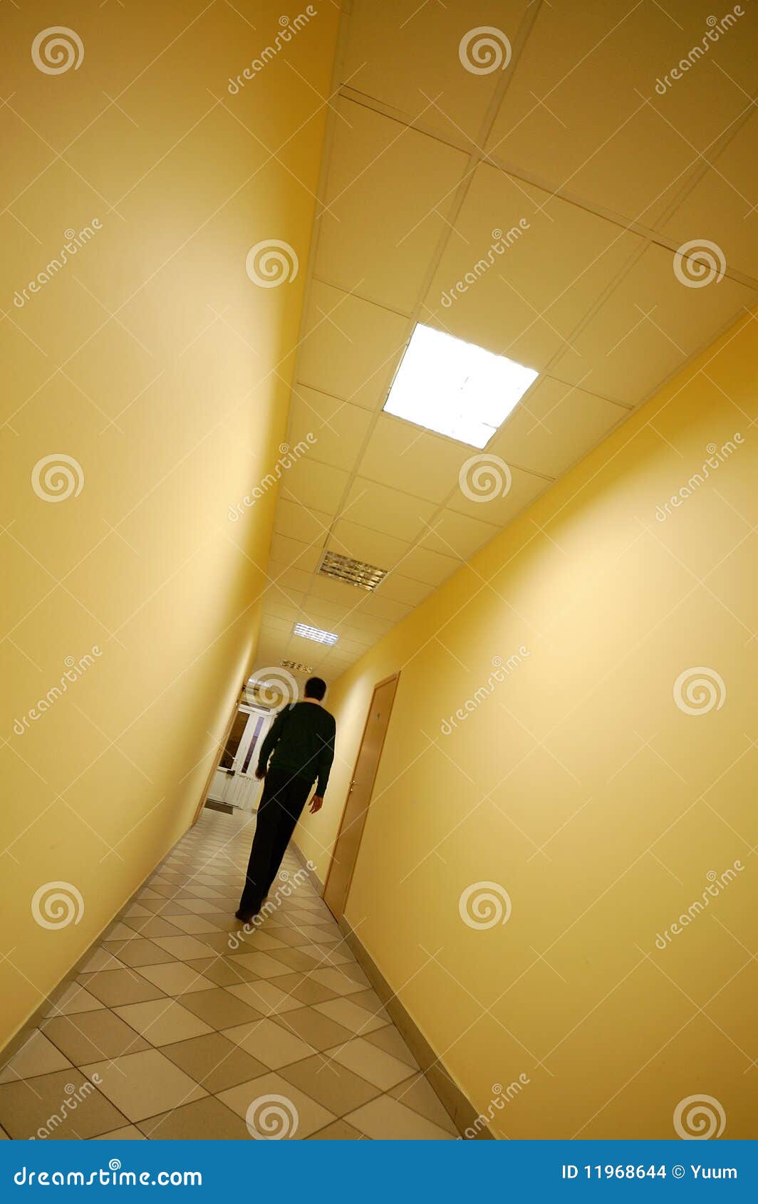 Man in corridor stock photo. Image of wall, light, walk - 11968644