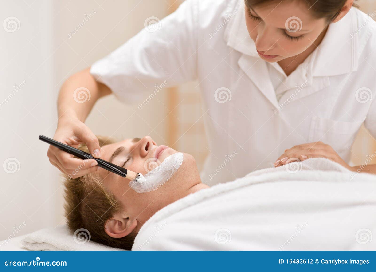 Man Cosmetics - Facial Mask in Salon Stock Photo - Image of hands ...