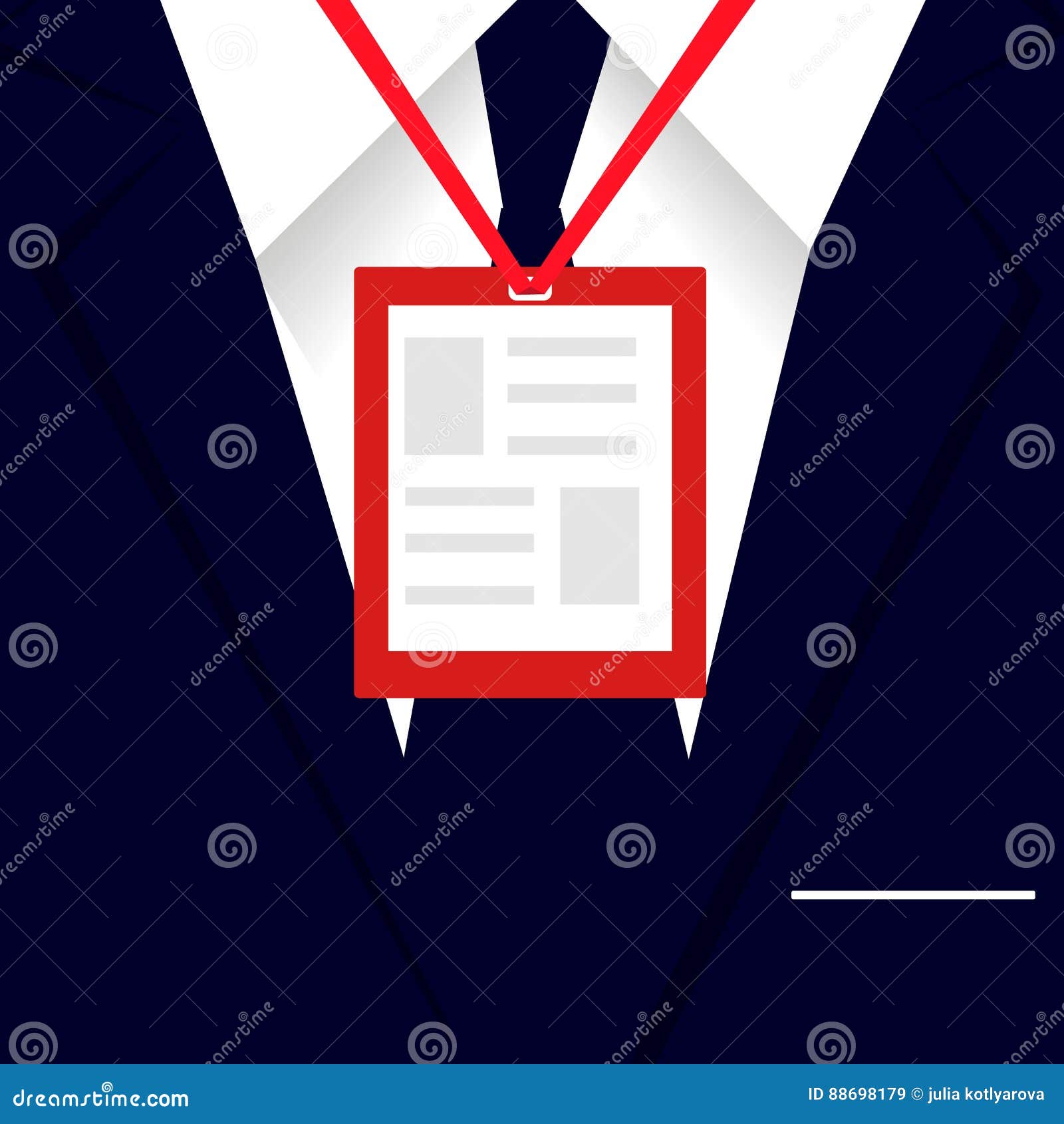 Man Costume with Identification White Blank Plastic Id Card. Blue Men`s ...