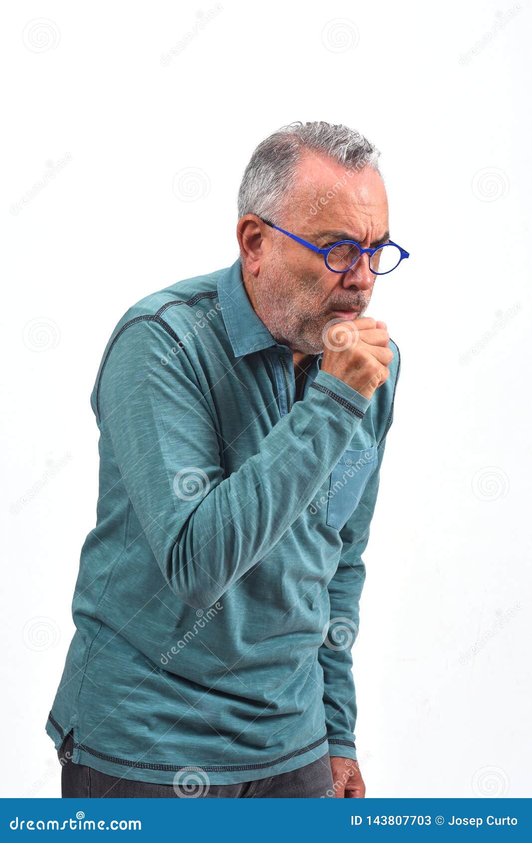 Man With Cough On White Background Stock Image - Image of illness ...