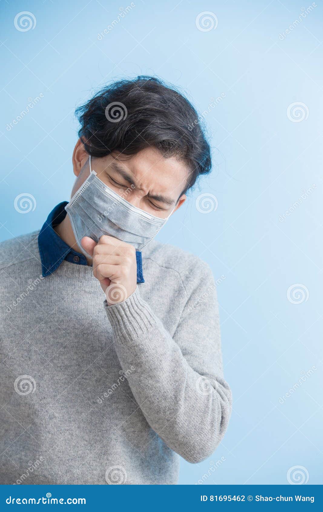 Man is coughing stock photo. Image of fever, cold, medical - 81695462