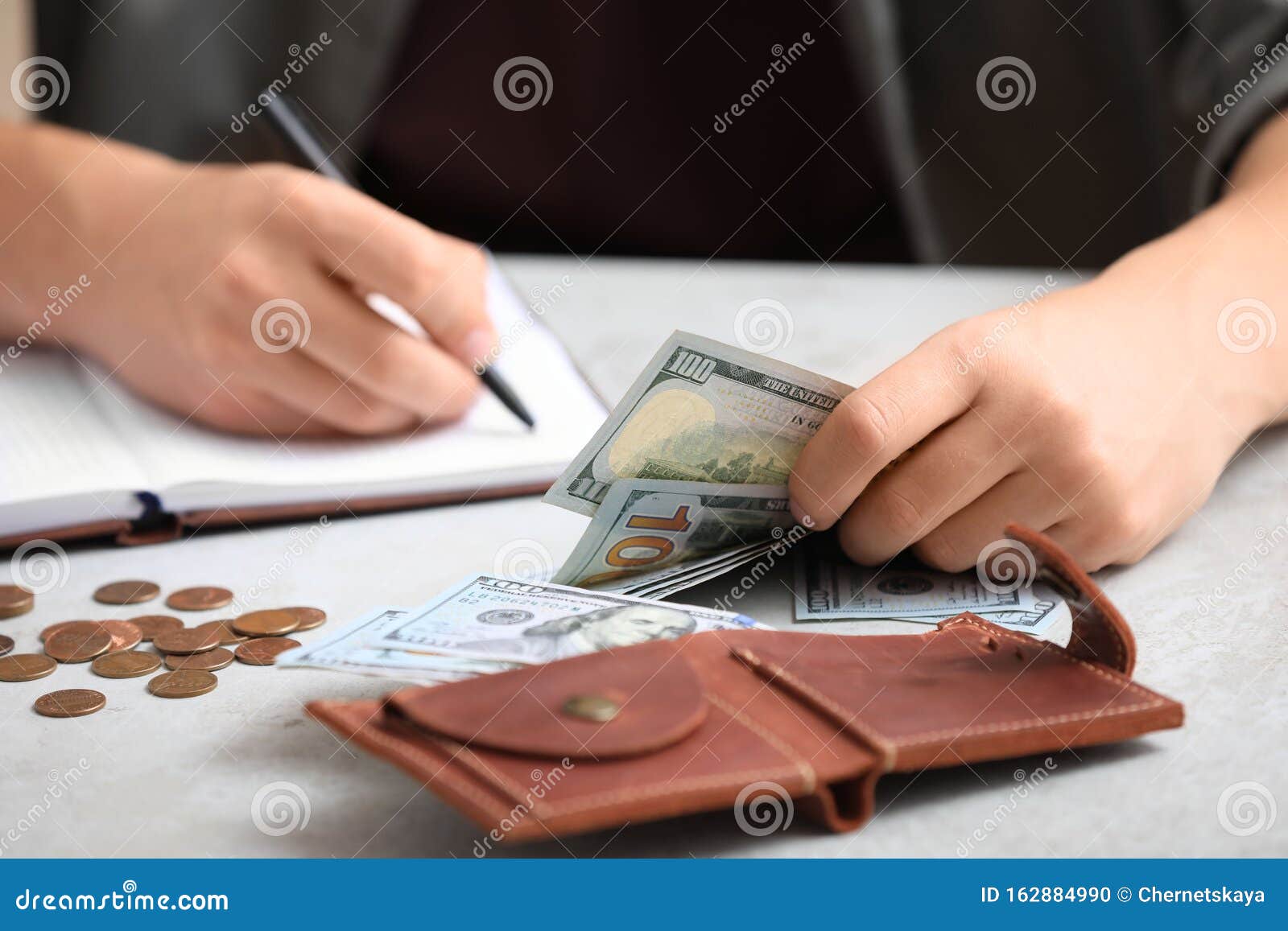 Man Counting American Money at Table Stock Photo - Image of lifestyle ...