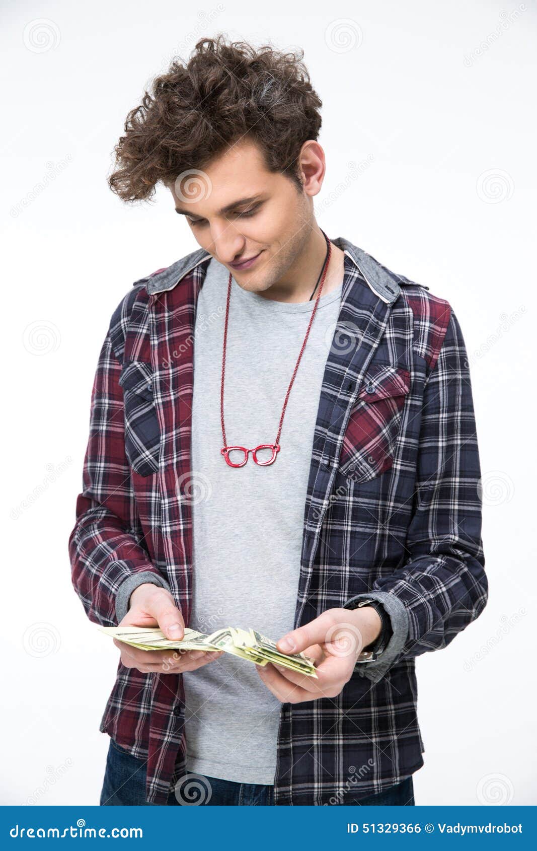 Man Counting Bills of Dollars Stock Photo - Image of happiness ...