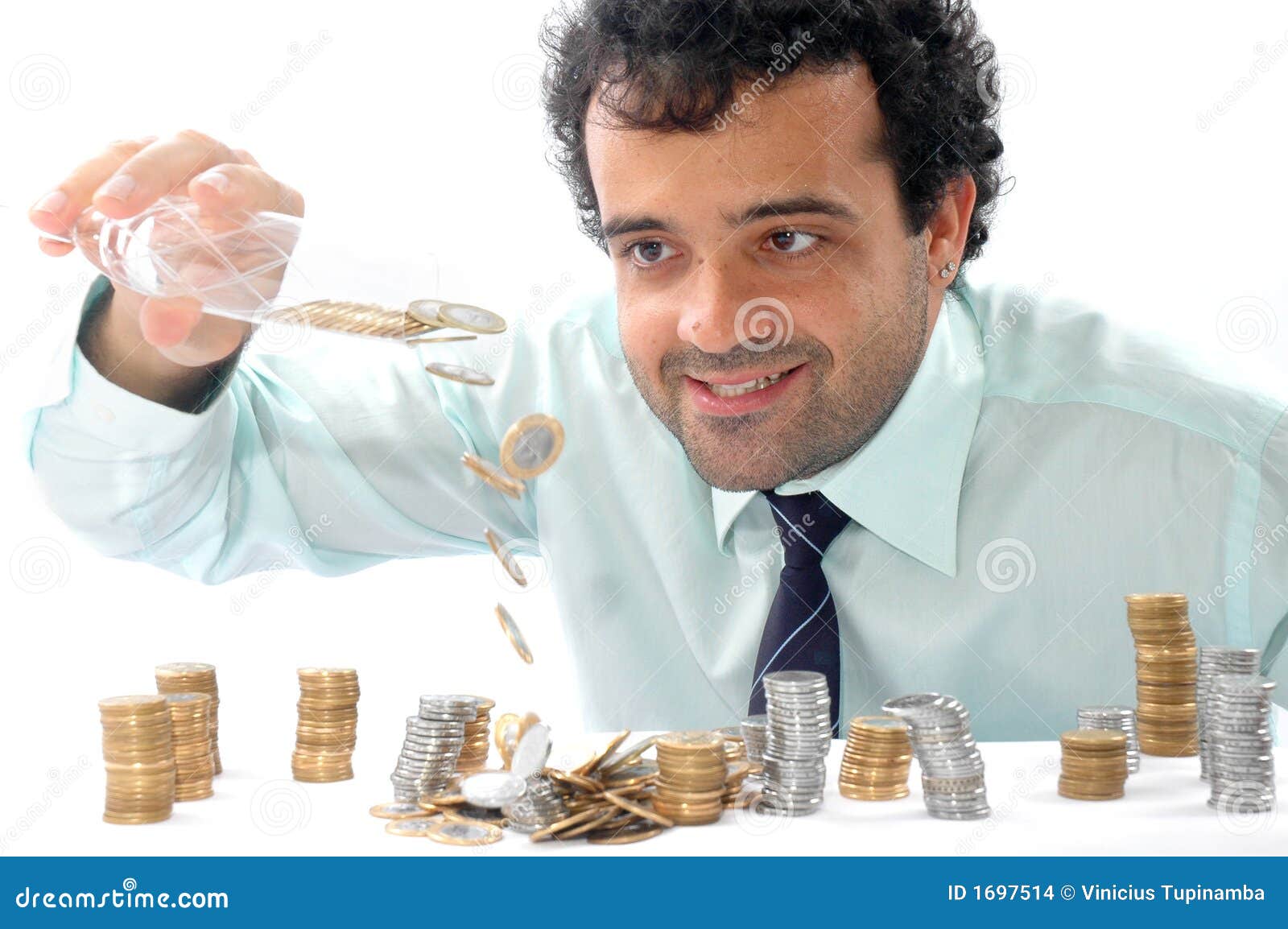 Man counting coins. stock photo. Image of earn, count - 1697514