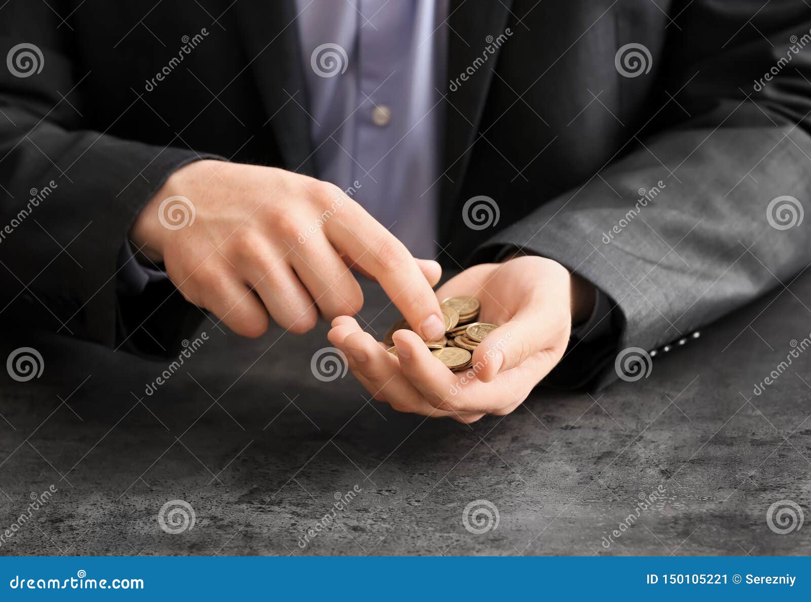 Man Counting Coins at Table. Savings Concept Stock Image - Image of ...