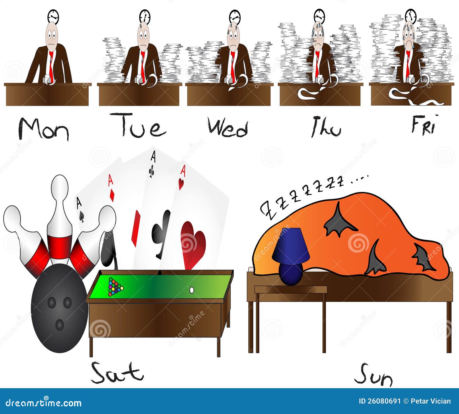 Man Counting Day Till Weekend Stock Vector - Illustration of mess, lazy ...