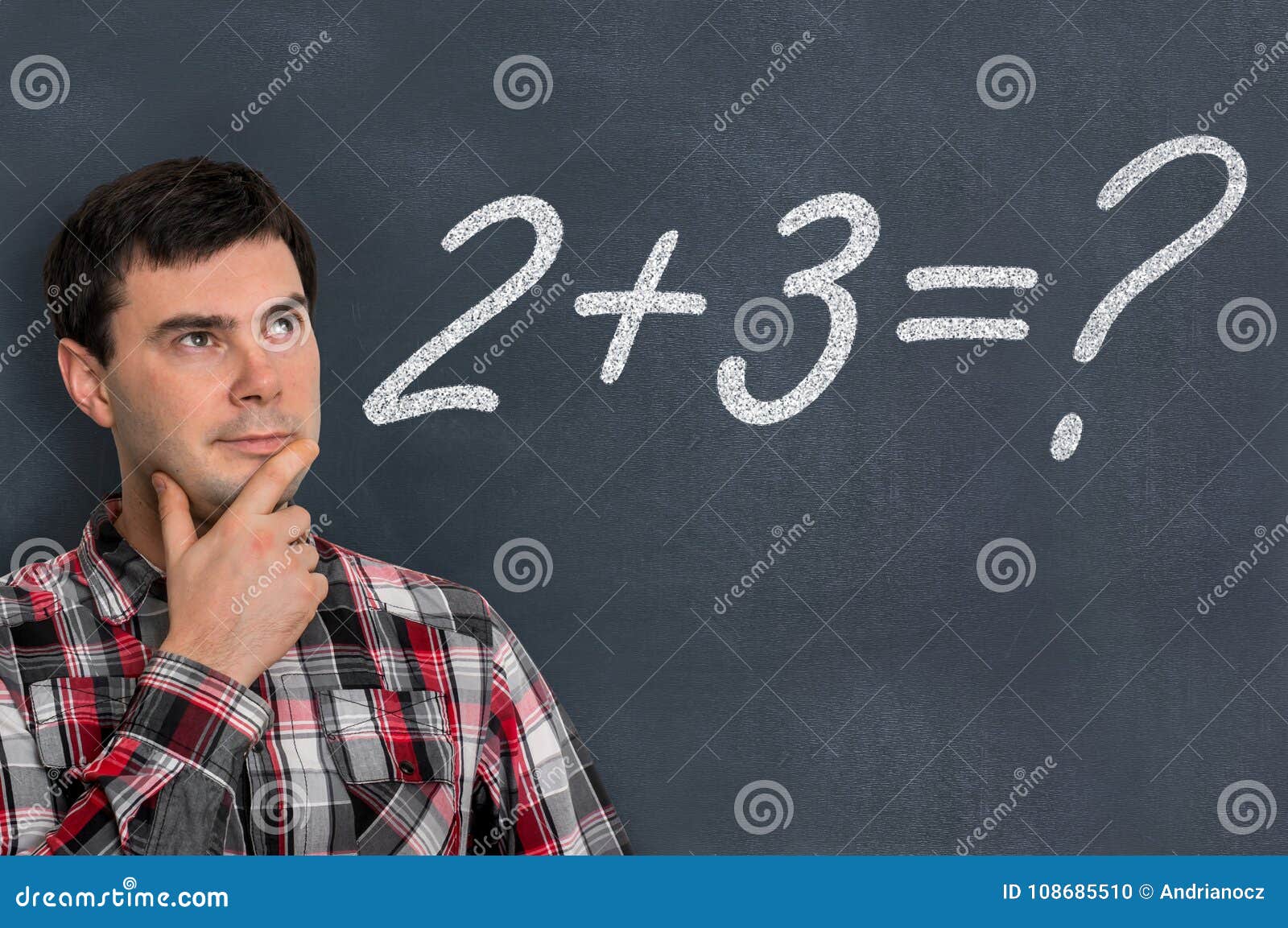 Man is Counting a Mathematical Task on Blackboard Stock Photo - Image ...