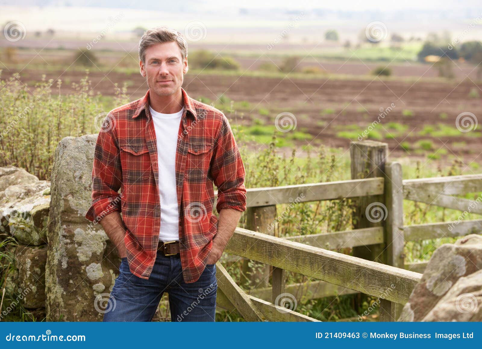 Man in countryside stock image. Image of looking, fields - 21409463