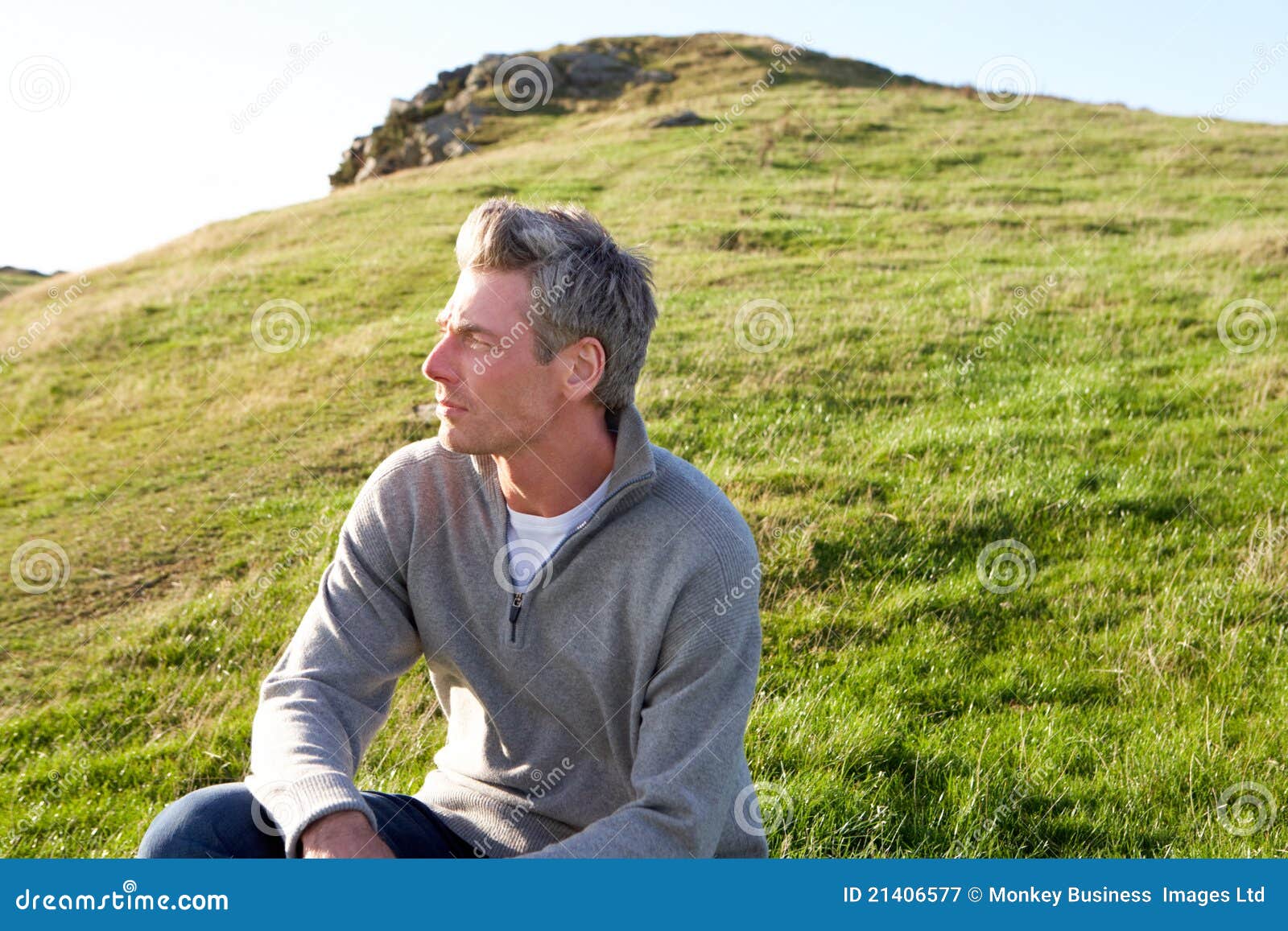 Man in Countryside Relaxing Stock Image - Image of country, looking ...