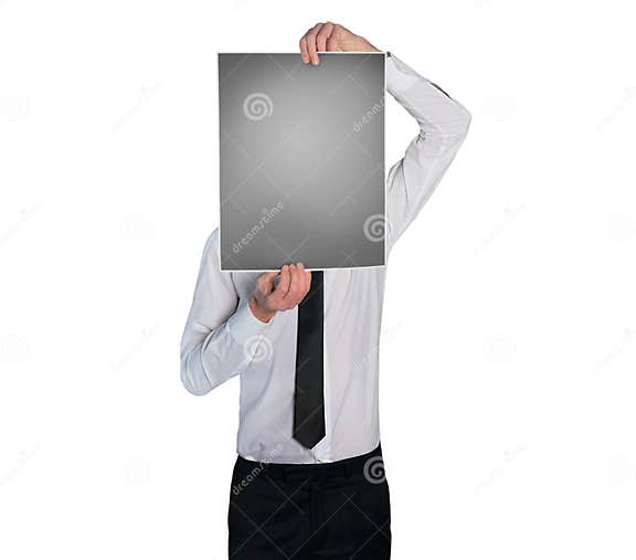 Man Cover Face with Picture Stock Photo - Image of communication, copy ...
