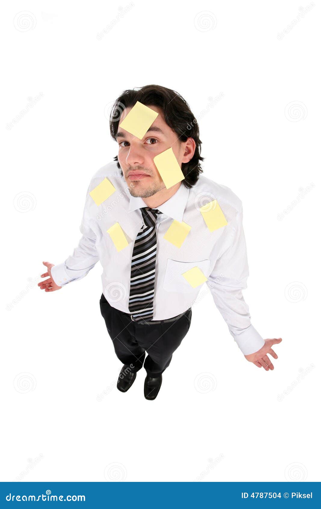 Man covered in memo notes stock photo. Image of high, post - 4787504