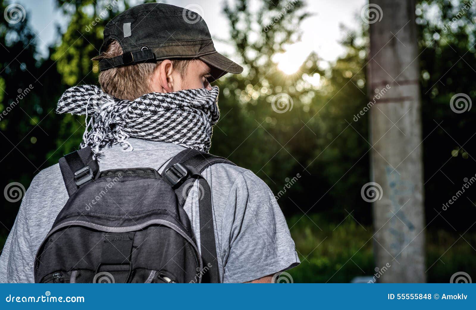 Man Covering Face with a Scarf Stock Photo - Image of deserted, human ...