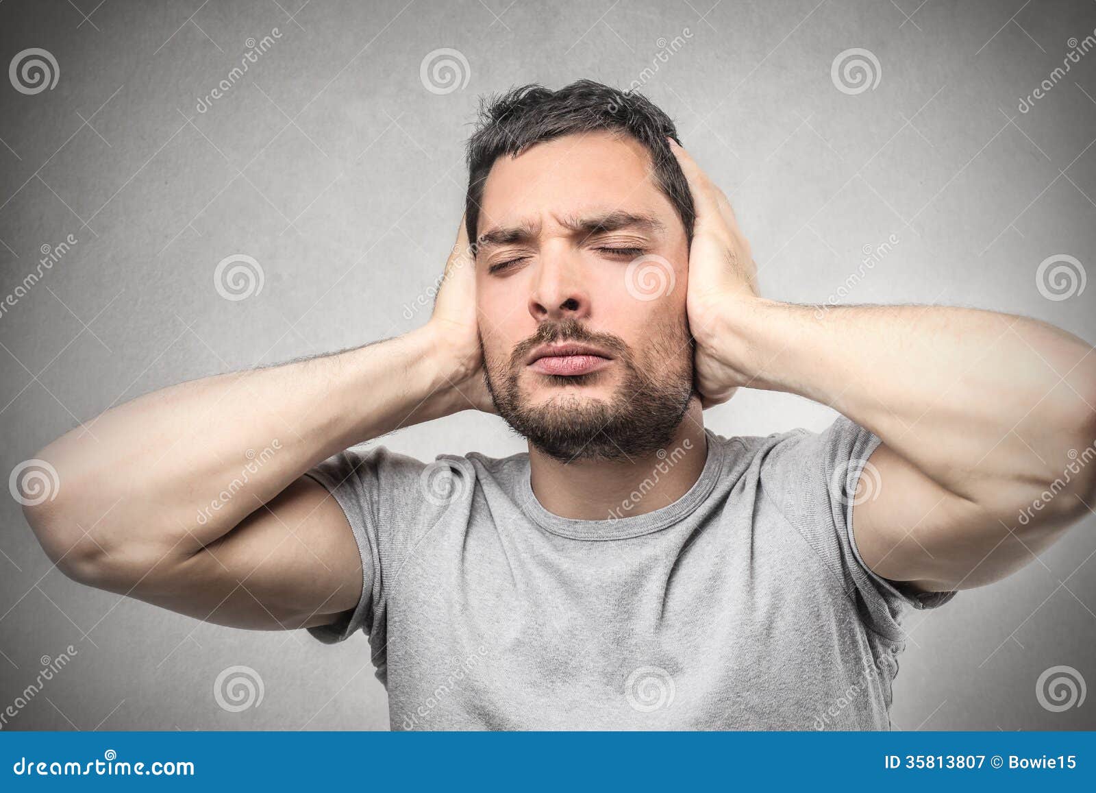Man covering his ears stock image. Image of angry, head - 35813807