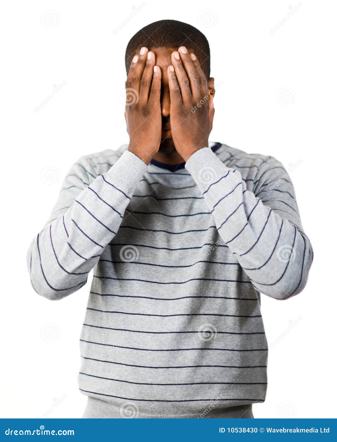 Man covering his face stock photo. Image of emotion, face - 10538430